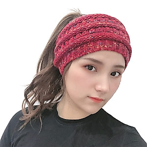 tuduoms Womens Cable Knit Headband Fleece Lined Winter Ear Warmer Tie Dye Headband Wrap for Christmas Valentine’s Day Giving Red