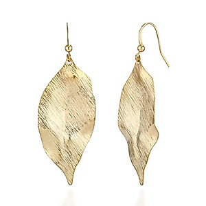Bohemian 18K Gold Leaves Leaf Chandelier Lightweight long Dangle Drop Statement Earrings for Women(Small Leaf - Gold)