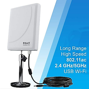 Bearifi BearExtender Outdoor AC 802.11ac Dual Band 2.4/5 GHz High Power USB Wi-Fi Extender Antenna PCs