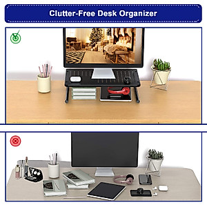ERGO TAB Metal Monitor Stand Riser with Vented Metal for Computer, Laptop, Notebook, Printer, Ergonomic 14.5 Platform 4 Inch Height (EBLL2),Black