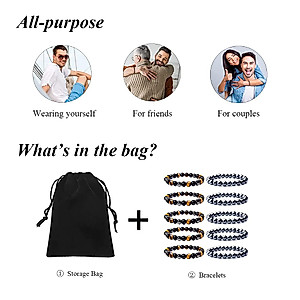 WAINIS 10PCS 8mm Black Hematite Magnetic Bead Therapy Bracelet For Men Women Stone Bracelet Stress Relieving Triple Protection Anxiety Relief Bracelet Jewelry