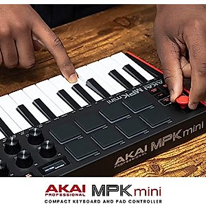 AKAI Professional MPK Mini MK3 - 25 Key USB MIDI Keyboard Controller With 8 Backlit Drum Pads, 8 Knobs and Music Production Software Included
