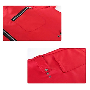 Yan Dream Group Couple Costume Red Coverall Jumpsuits Carnival Hoodie Party Outwear with Latex Mask