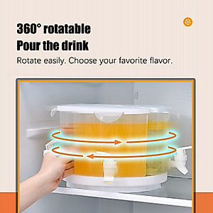 PRTECY Beverage Dispenser for Fridge, 5.5 L/1.5 Gallon Rotating Plastic Drink Dispenser with Spigot 4 Grids Cold Kettle Refrigerator Iced Lemonade Juice Containers for Daily Use (Green)