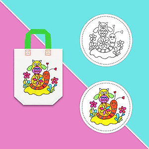 24 Pieces Cute Coloring Goodie Bags Birthday Reusable Party Favor Bags Cartoon Carnival Animals Craft Bags Color Your Own Bag for DIY Painting Birthday Party Gifts or Art Party Favors Supplies