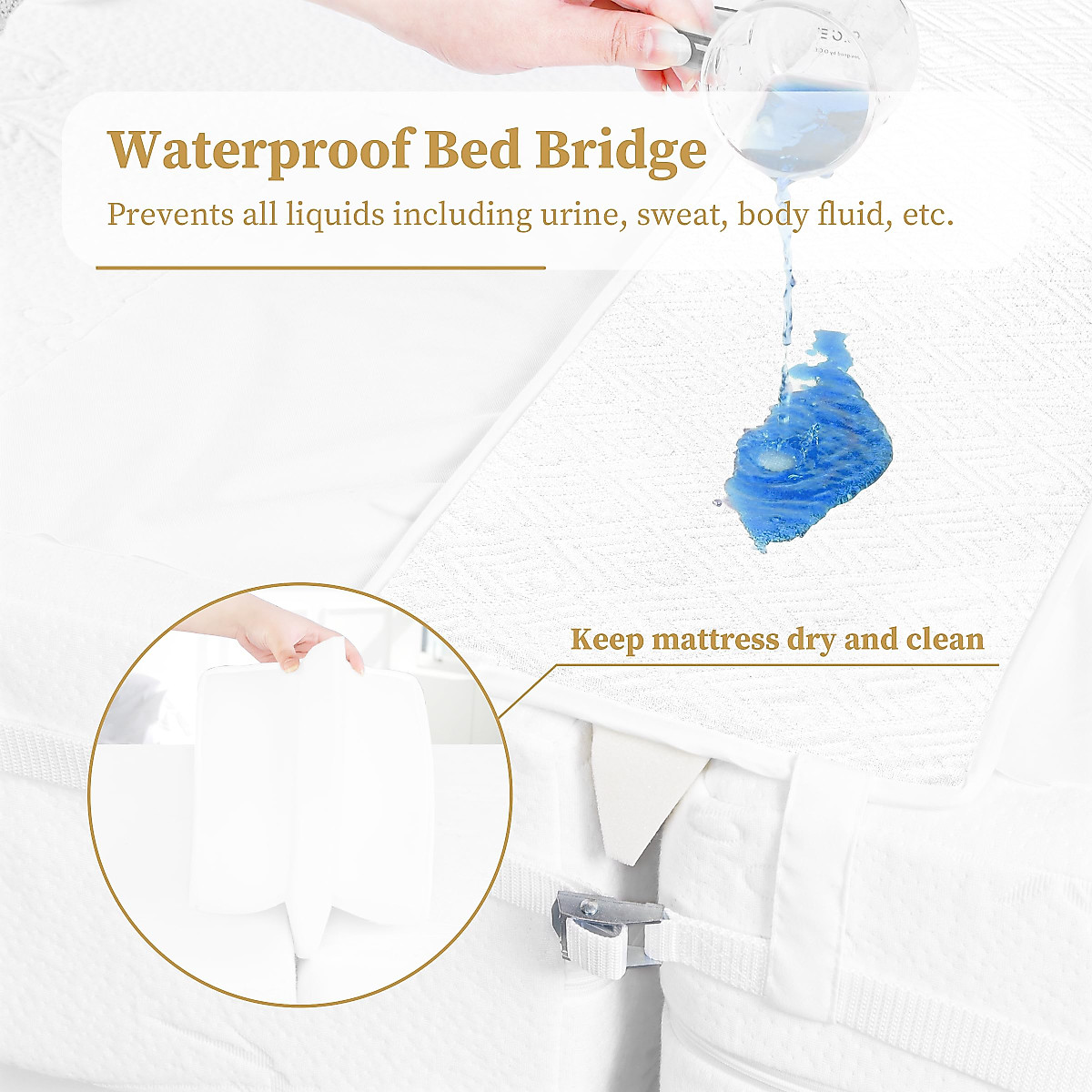 Bed Bridge Twin to King Converter Kit - Adjustable V-shape Bed Connector -Extra Wide Bed Gap Filler - Non-Slip Design Mattress Connector - Light Upgrade Easily Combine - Storage Bag Included