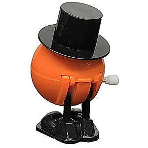 Wind Up Hopping Jumping Jack-O-Lantern Pumpkin With Top Hat Halloween Party Favor 2 Pack
