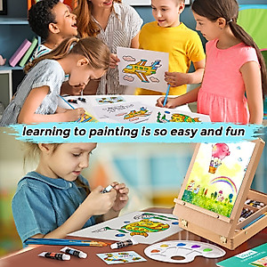 Inburit Art Paint Set with Wooden Easel Box, 24 Colors Acrylic Paints, 8 Paint Brushes, 6 Canvas Panel Deluxe Paining Supplies kit for Kids, Student, Adult & Artist