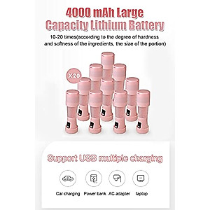 Portable Collapsible Blender with USB Rechargeable Personal Juicer Cup with 4000mAh Battery Mini Blender with Carry Handle Travel Blender for Camping/Office
