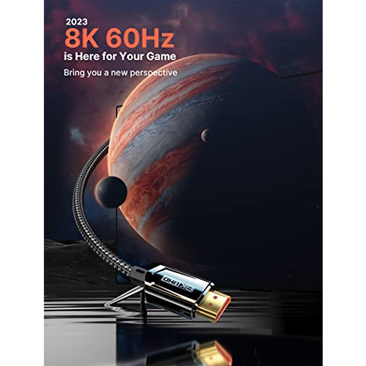 JSAUX 8K HDMI Cable 2.1 6FT 2-Pack 48Gbps Ultra High Speed Braided HDMI Cord(8K@60Hz 4K@120Hz) eARC HDR10 HDCP 2.2 & 2.3 3D, Compatible for PS5/PS4/X-Box/Roku TV/HDTV/Blu-ray/LG/Samsung QLED-Black