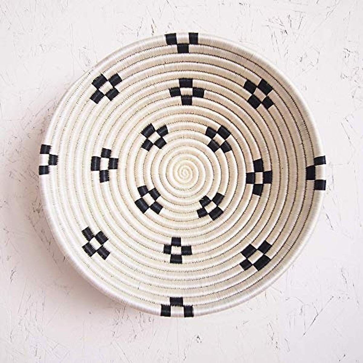 African Basket- Maraba/Rwanda Basket/Woven Bowl/Sisal & Sweetgrass Basket/Black, White