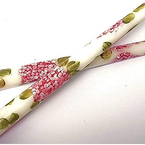 Decorative Dripless Romantic Hand Painted Pink Hydrangea Flower Taper Candles Shabby Chic Floral Decor Home Accents