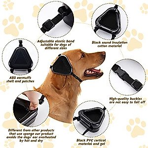 Amylove Dog Noise Protection Ear Muffs for Dogs Hearing Protection for Dogs Noise Cancelling Headphones for Dogs (Black), Polyvinyl Chloride, Large