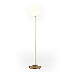 Theia Globe & Stem Floor Lamp with Plastic Shade in Brass/White