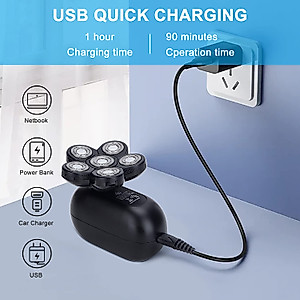 Electric Shaver for Men 6 in 1 Rotary Cordless Rechargeable Shaver Grooming Kit Multifunctional Electric Razor Wet & Dry Razor for Men Electric Razor
