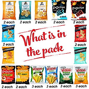 Chips Snack Pack | Popchips, Popcorners, Quaker, and Garden Veggie | 34 Packs | Niro Assortment