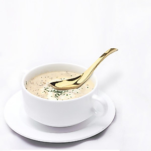 Asian Soup Spoons Stainless Steel Chinese Soup Spoons Set of 6 Soup Spoons Silverware Cucharas Para Comer for Ramen Pho Wonton Dumpling Noodles (gold)