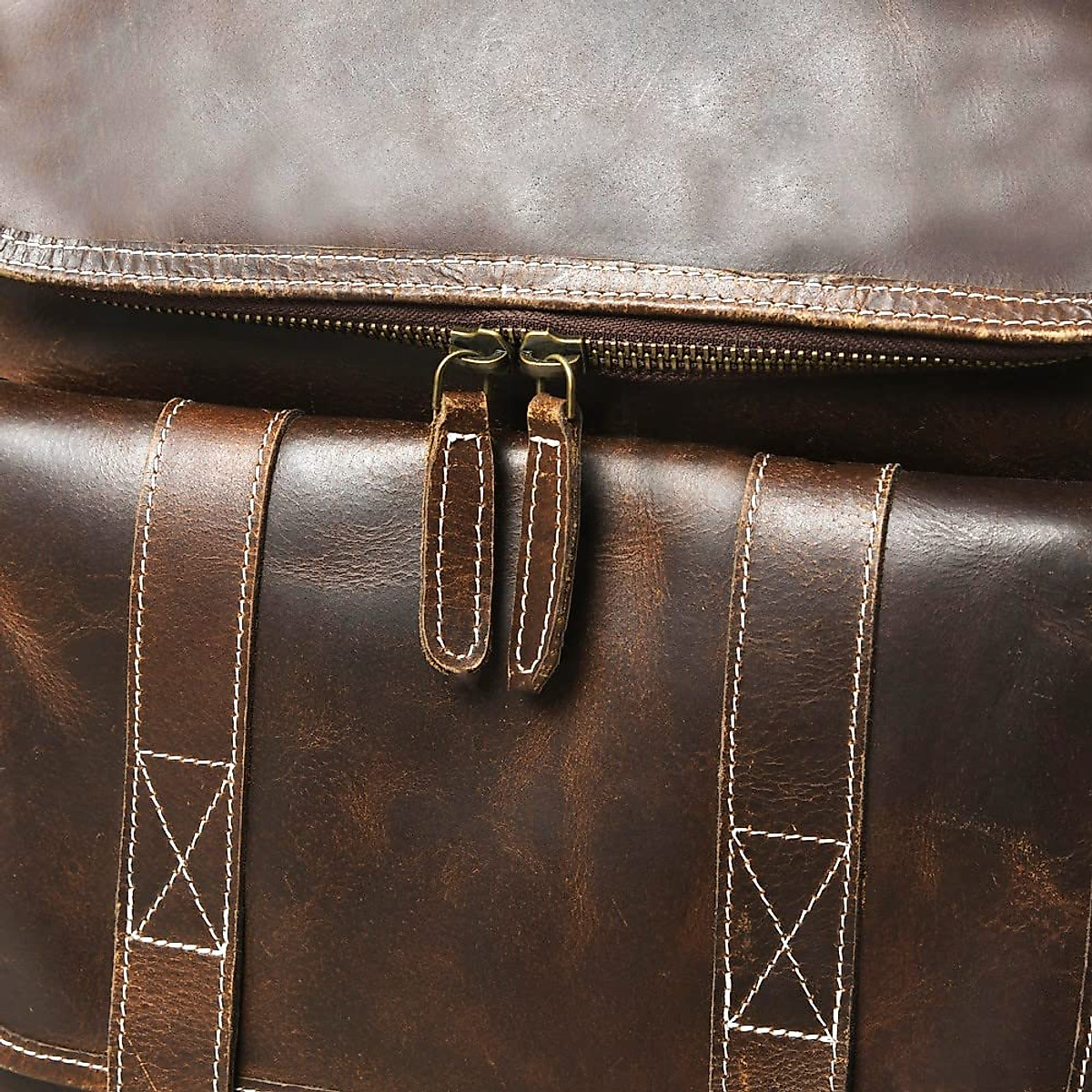 Gratlin Buffalo Leather Backpack for Men & Women 17 Inches | Vintage Genuine Leather Laptop Backpack | Full Grain Brown Leather Rucksack Knapsack with Padded Laptop Sleeve Best for Office Travel Use