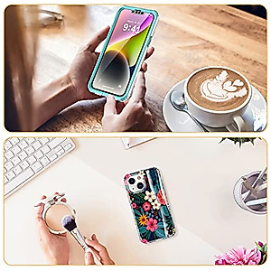 Esdot for iPhone 14 Case with Built-in Screen Protector,Military Grade Rugged Cover with Fashionable Designs for Women Girls,Protective Phone Case 6.1" Blooming Flowers