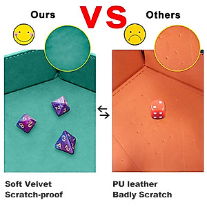 SIQUK 2 Pieces Dice Tray PU Leather Dice Trays Folding Hexagon Dice Holder Tray for Dice Games Like RPG, DND and Other Table Games (Cyan and Black)