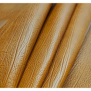 DOQN Bump Texture Genuine Leather Sheets 2.0mm Thick Plain Geometric Pattern Printed Leather Fabic for Craft & Hobby (Bark Pattern | Bourbon Brown, 6"x12")