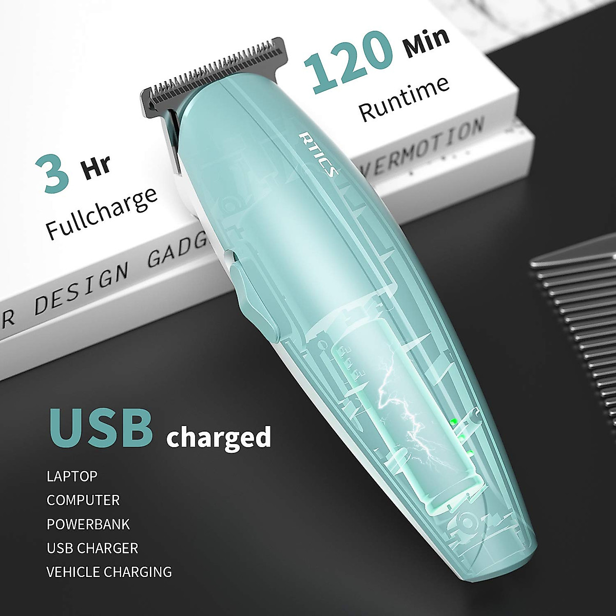 RTICS Hair Clippers for Slicked Hair, Cordless Rechargeable Safety Ceramic Blade Hair Trimmer, Low Noise Restoring Ancient Design Haircut Machine Kit for Men