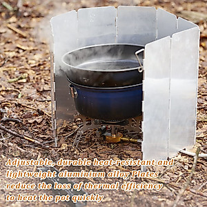 Folding Outdoor Stove Windscreen, Laelr 16 Plates Aluminum Camping Stove Windscreen with Carrying Bag, Lightweight Compact Folding Camp Stove Windshield for Camping Picnic, Backpacking, Cooking