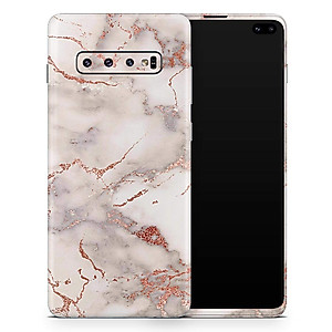 DesignSkinz Rose Pink Marble & Digital Gold Frosted Foil V1 Protective Vinyl Decal Wrap Skin Cover Compatible with The Samsung Galaxy S20 (Screen Trim & Back Glass Skin)