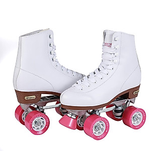 CHICAGO Skates Premium White Quad Roller Skates for Girls and Women Beginners Classic Adjustable High-Top Design for Indoor or Outdoor Skates and Roller Derby