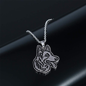 JczR.Y German Shepherd Necklace Vintage Animal Dog Head Necklace Pendant for Women Cute Jewelry Gift(German Shepherd)