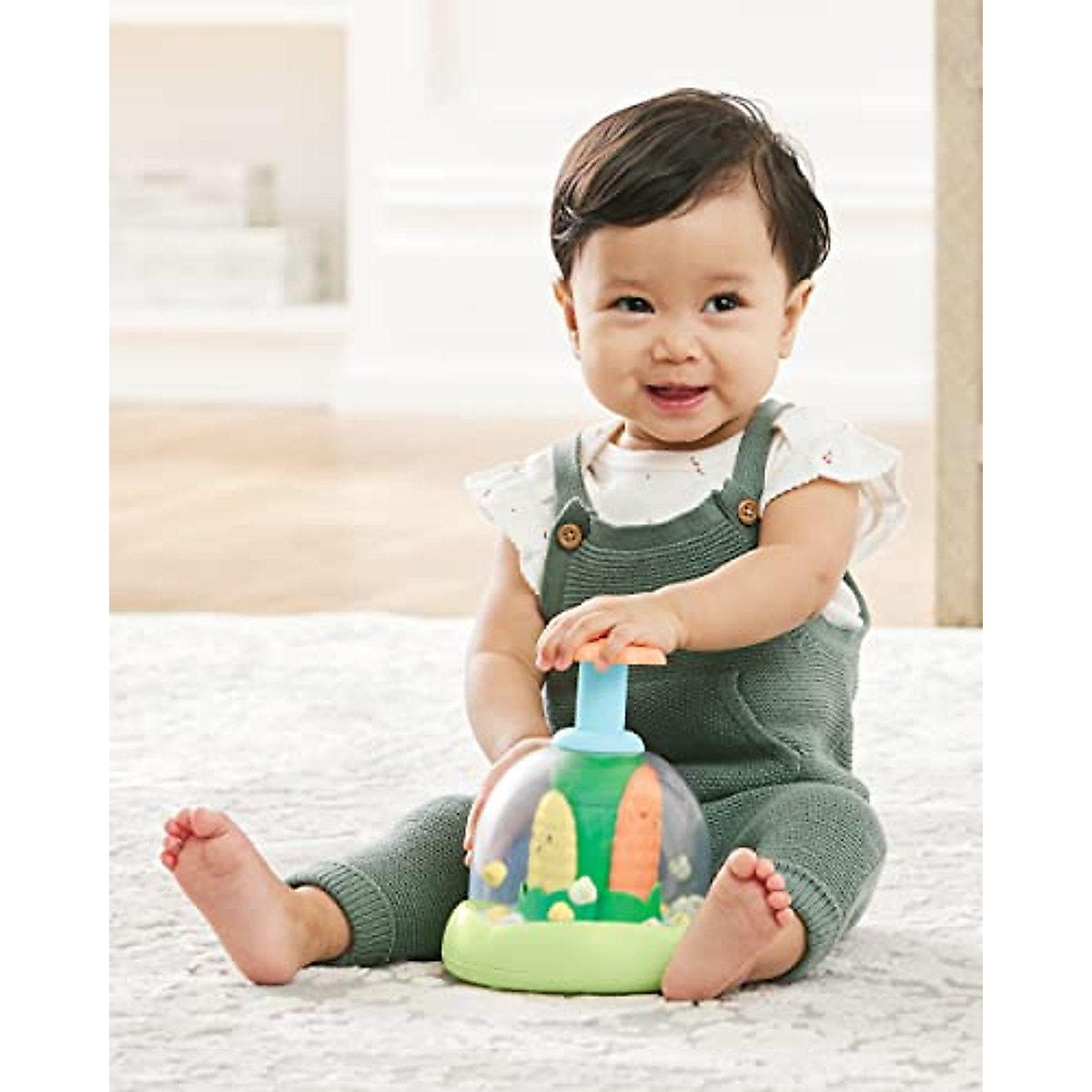 Skip Hop Press & Spin Baby Toy, Farmstand What's Poppin Corn Spinner