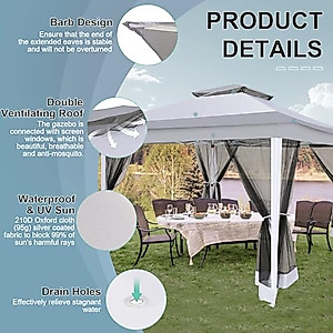 COBIZI 12x12 Pop up Gazebo on Clearance with Mosquito Netting,carpas para Patio Deals,Outdoor Canopy Tent with Portable Carrying Bag, Patio Gazebo for Garden Backyard, Lawn & Beach,Grey