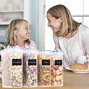 Airtight Food Storage Containers with Lids,BPA Free Plastic Cereal Containers Storage 4 Pack 135.2 fl oz,Kitchen and Pantry Organization storage for Dry Food,Cereal,Flour,Sugar,Include 24 Labels
