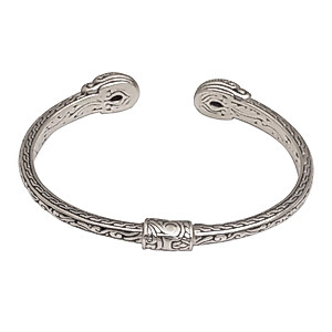 NOVICA Artisan Handmade Amethyst Cuff Bracelet Modern Balinese 925 Silver Sterling Purple Indonesia Birthstone [5.5 in L (end to End) x 0.4 in W] ' Magical Attraction'