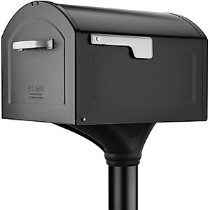 Architectural Mailboxes 950080B-10 Centennial Decorative Steel Mailbox and Post Kit, Extra Large, Black