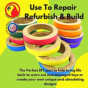 Bonka Bird Toys 2113 Pk12 Chew Bagels 2.75 inch Foraging Chew Foot Toy Beak Feet Parrot Foraging Foot Craft Talon Conure