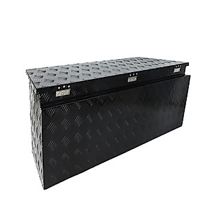 Minseter 49 Inch Aluminum 5 Bar Pickup Truck Trailer Tongue Storage Tool Box Organizer, Waterproof Truck Bed Toolbox with Lock & Keys, Black