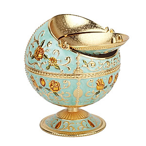 Smoking Ashtray with Lid Metal Portable Cigarette Ashtray for Outdoors and Indoors Using Classic Gift for Lady and Gentlemen(Light Jade Green)