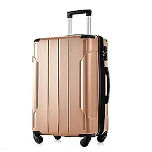 Merax Hardside Luggage Sets 3 Piece Suitcase Set Carry On Expandable Luggage with TSA Lock Spinner Wheels for Men Women (Gold)