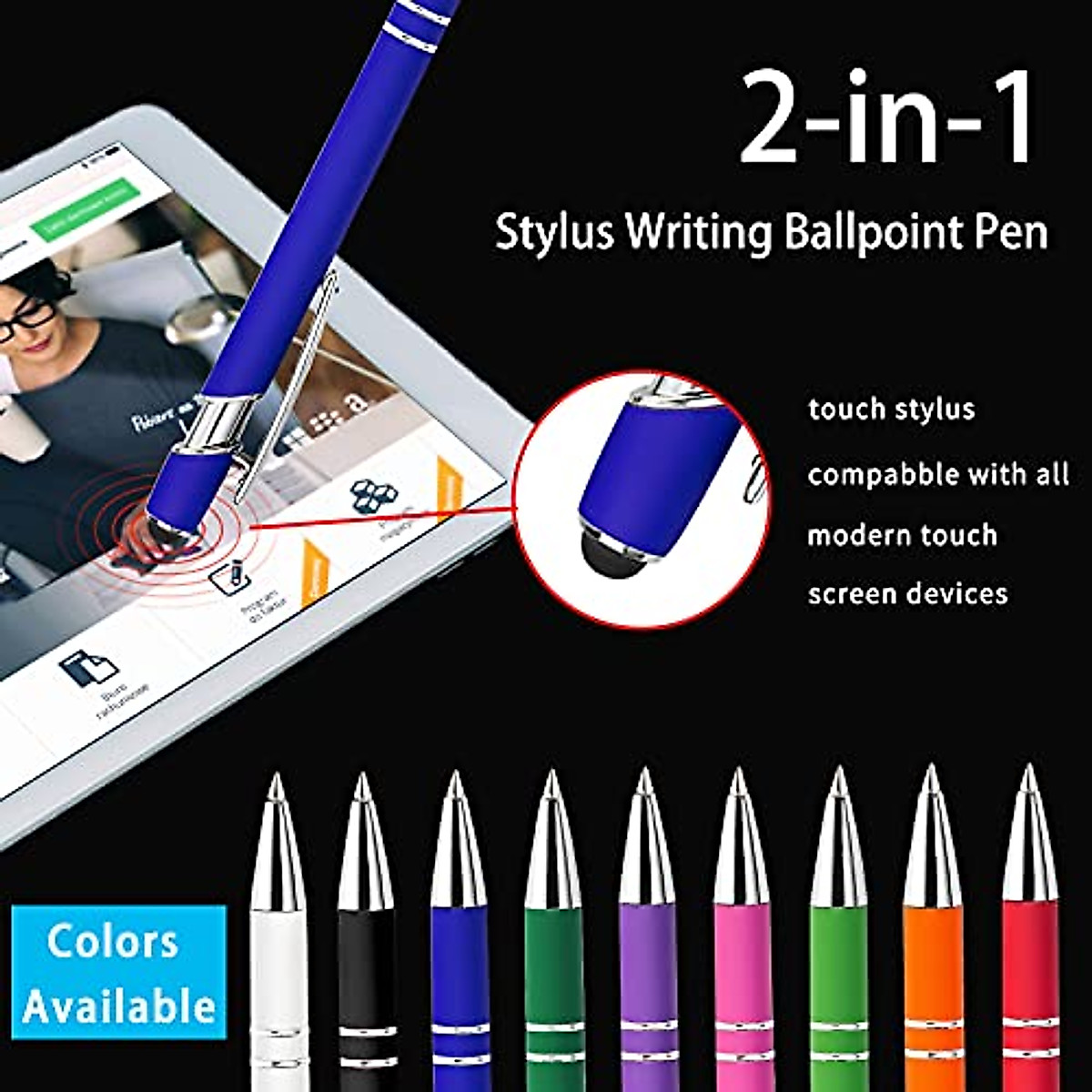 Qingxily Up to 300 Pcs Custom Pens Bulk,Personalized Pens with Free Engraving,Customized Stylus Ballpoint Pens with Your Name,Text,Message for Business,Graduation,Anniversaries-Colorful Pens 300 Packs