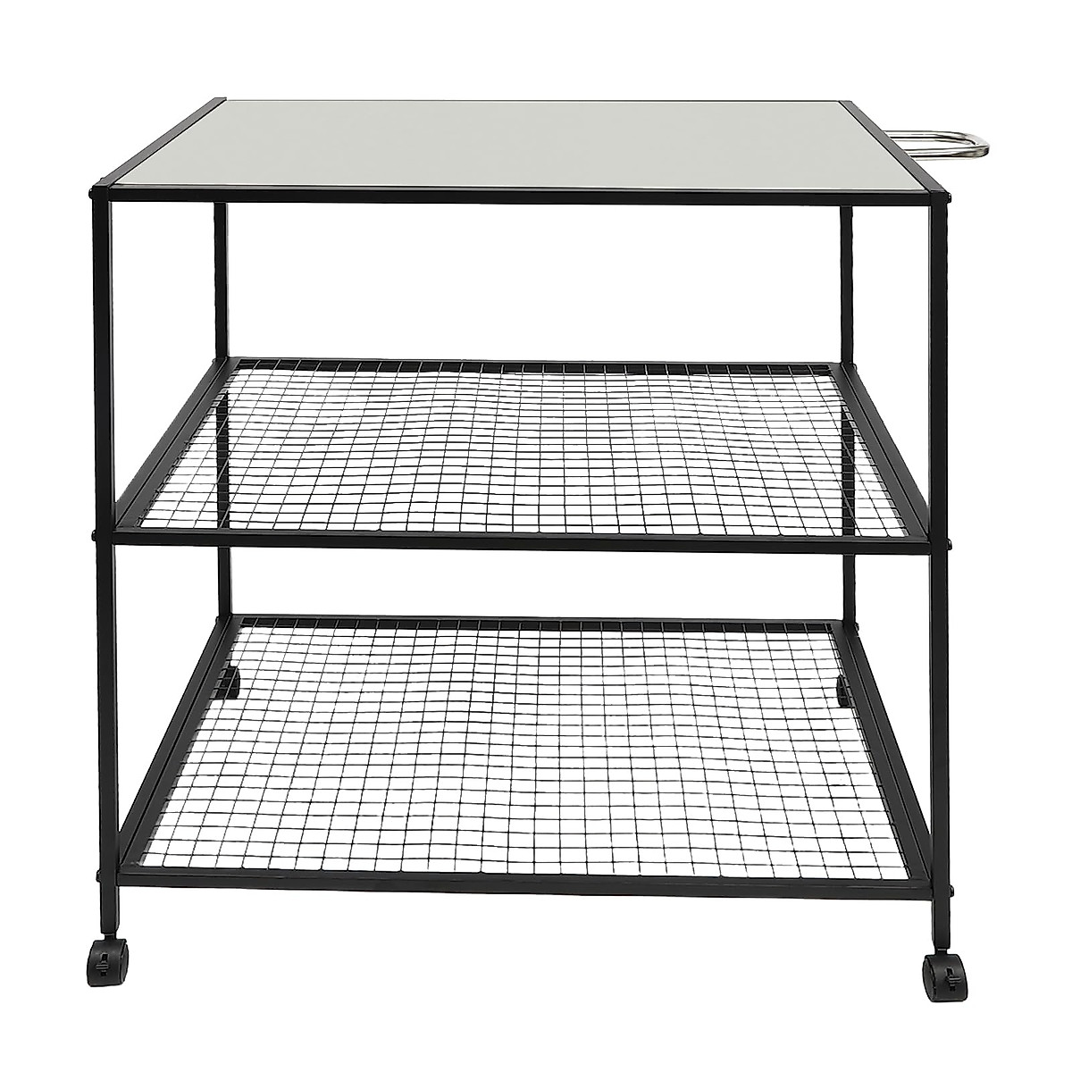 Outdoor Grill Cart,Three Shelf Dining Cart,New Upgraded Stainless Steel Removable Cooking Cart with Side Handle,Food Prep and Work Cart Flattop Stand Trolley for Kitchen, Outside Backyard Patio
