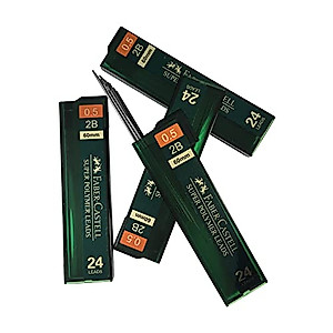Faber-Castell 0.5 mm 2B Lead Refills Strong Dark Smooth Leads Mechanical Pencil Lead Refills (4 Tubes, 24 Leads Per Tube - Total 96 leads)