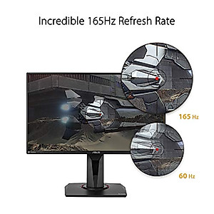 ASUS TUF Gaming VG259QR 24.5” Gaming Monitor, 1080P Full HD, 165Hz (Supports 144Hz), 1ms, Extreme Low Motion Blur, G-SYNC ready, Eye Care, DisplayPort HDMI, Shadow Boost, Height Adjustable,Black