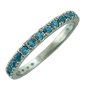 CARILLON Neon Apatite Round Shape 1.7MM Natural Non-Treated Gemstone 10K White Gold Ring Gift Jewelry for Women & Men