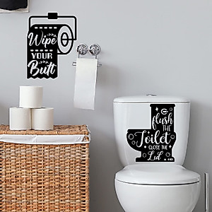 6 Pieces Bathroom Wall Decals Sticker Bathroom Funny Sayings Quotes Wall Decor Vinyl Rules Sign Wall Art Decals for Toilet Bathroom Laundry Room Shower Room Decoration