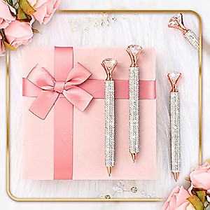 Lincia 4 Pcs Diamond Pens with Crystal Bling Metal Ballpoint Pens Bridal Shower Retractable Black Ink Rhinestone Writing Pens with Replacement Refills for Women Wedding Office Birthday (AB Color)