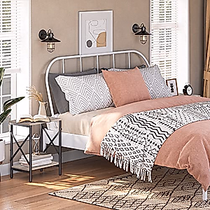 ALLOSWELL Nightstands Set of 2, End Tables with Storage Shelf, Bedside Tables X-Shaped Design, Side Tables for Living Room, Bedroom, 14.6 x 10.6 x 19.9 Inches, Easy Assembly, Greige ETHG2801S2G1