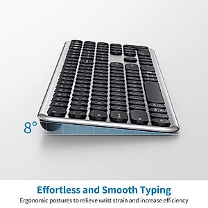 ZYTUA Multi-Device Bluetooth Keyboard, Dual Mode (Bluetooth & 2.4GHz) Full Size Rechargeable Wireless Keyboard with Round Keys, Support 3 Devices for Windows/iOS/Mac OS/Android