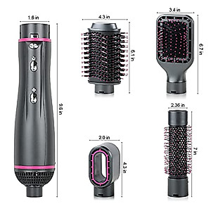 Hair Dryer Brush, 4 in 1 Detachable Blow Dryer & Volumizer Styler Hot Air Brush Hair Dryer Brush Blow Dryer Brush in One for Hair Drying Volumizing Straightening Curling Styling