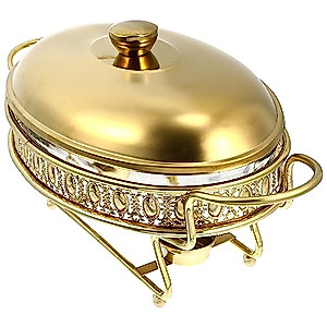 DOITOOL Buffet Food Tray Stainless Steel Chafing Buffet Dish Oval Chafer Full Size Food Warmer Heating Pan Large Capacity Serving Tray with Lid for Home Restaurant Canteen Warm Buffet Server